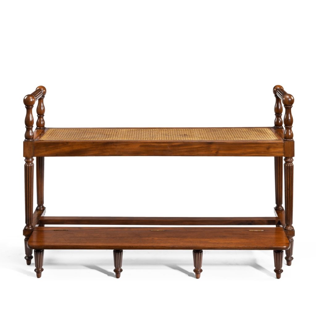 Louis Philippe mahogany hall bench with a folding foot-rest | Wick Antiques