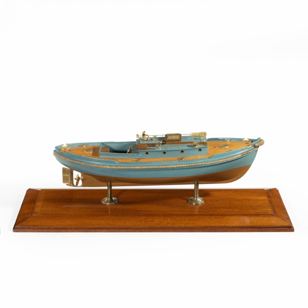 A detailed owner’s model or shipyard model of a double ended harbour ...