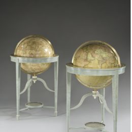 A Pair of 21" Contemporary Library Floor-standing Globes | Wick Antiques