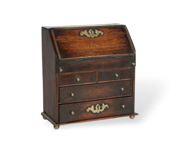 A miniature George III mahogany bureau apprentice piece | Wick Antiques