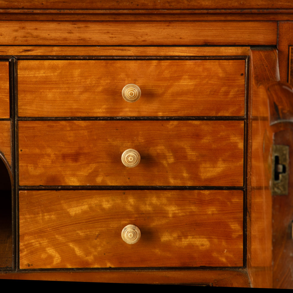 A fine late George III satinwood and snakewood secretaire cabinet ...