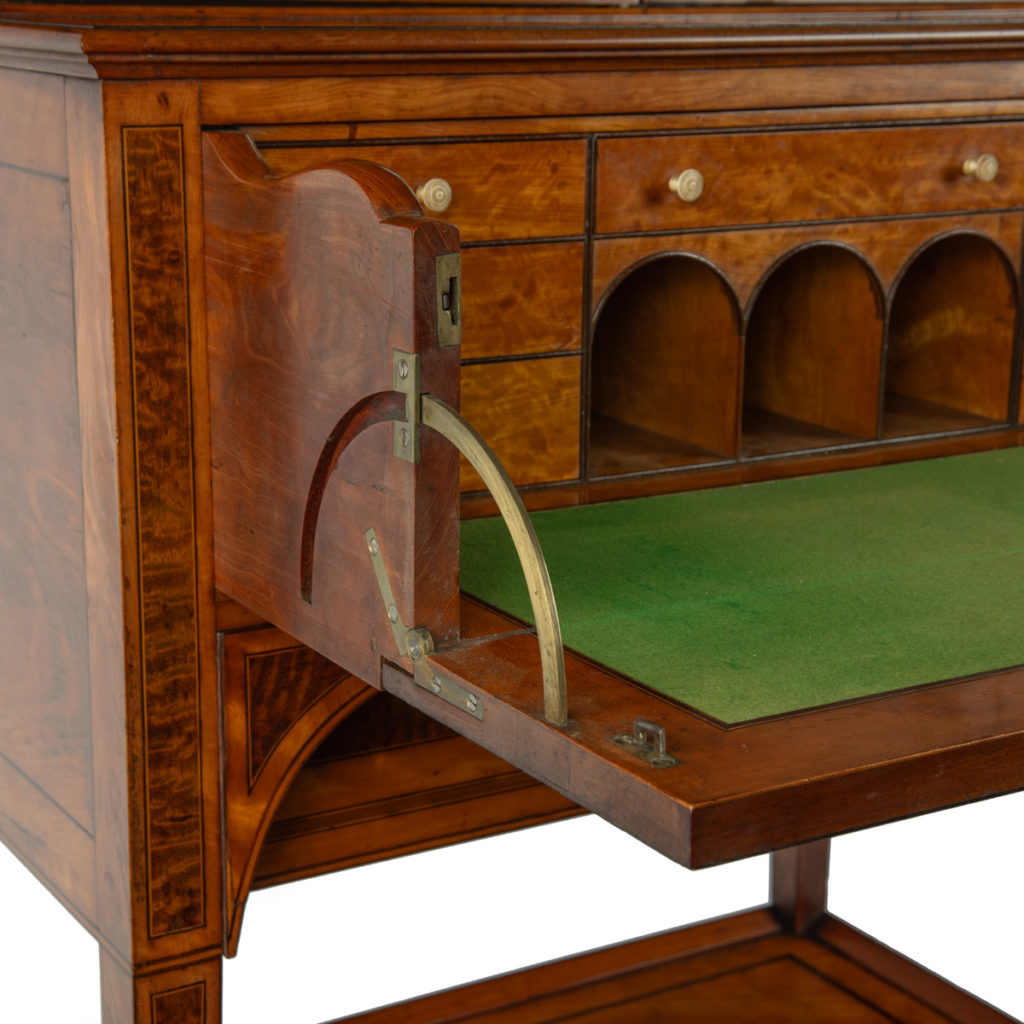 A fine late George III satinwood and snakewood secretaire cabinet ...