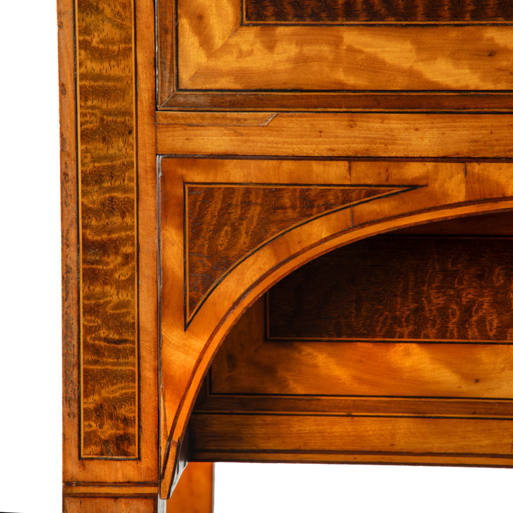 A fine late George III satinwood and snakewood secretaire cabinet ...