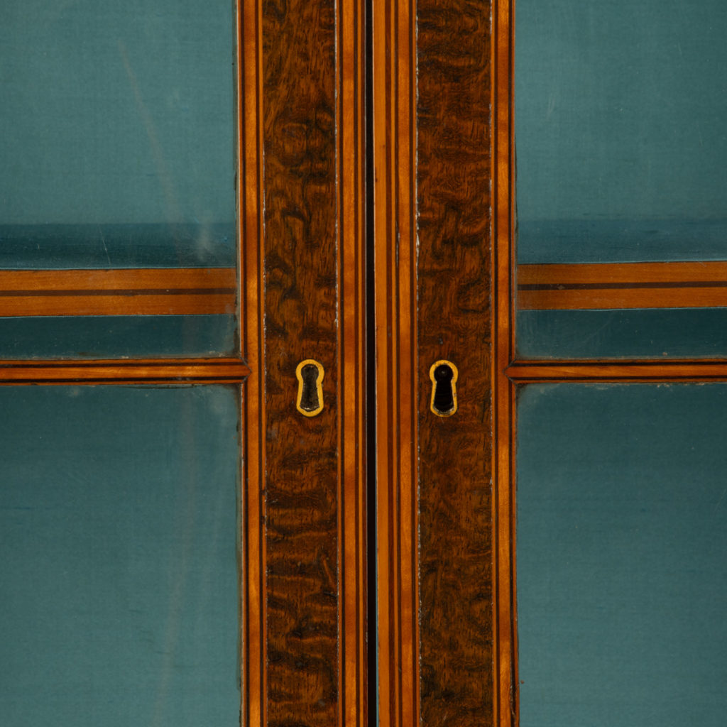 A fine late George III satinwood and snakewood secretaire cabinet ...