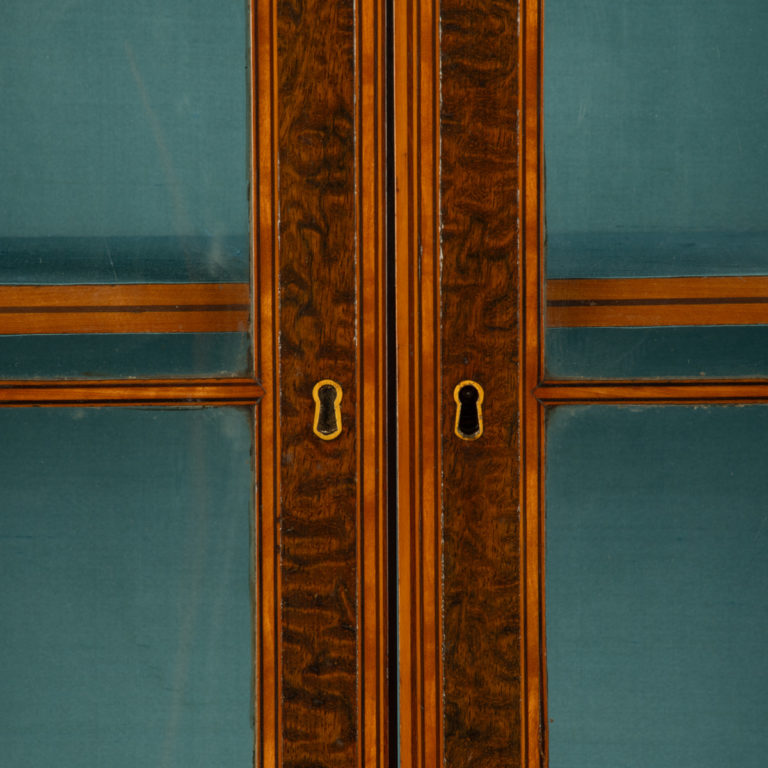 A fine late George III satinwood and snakewood secretaire cabinet ...