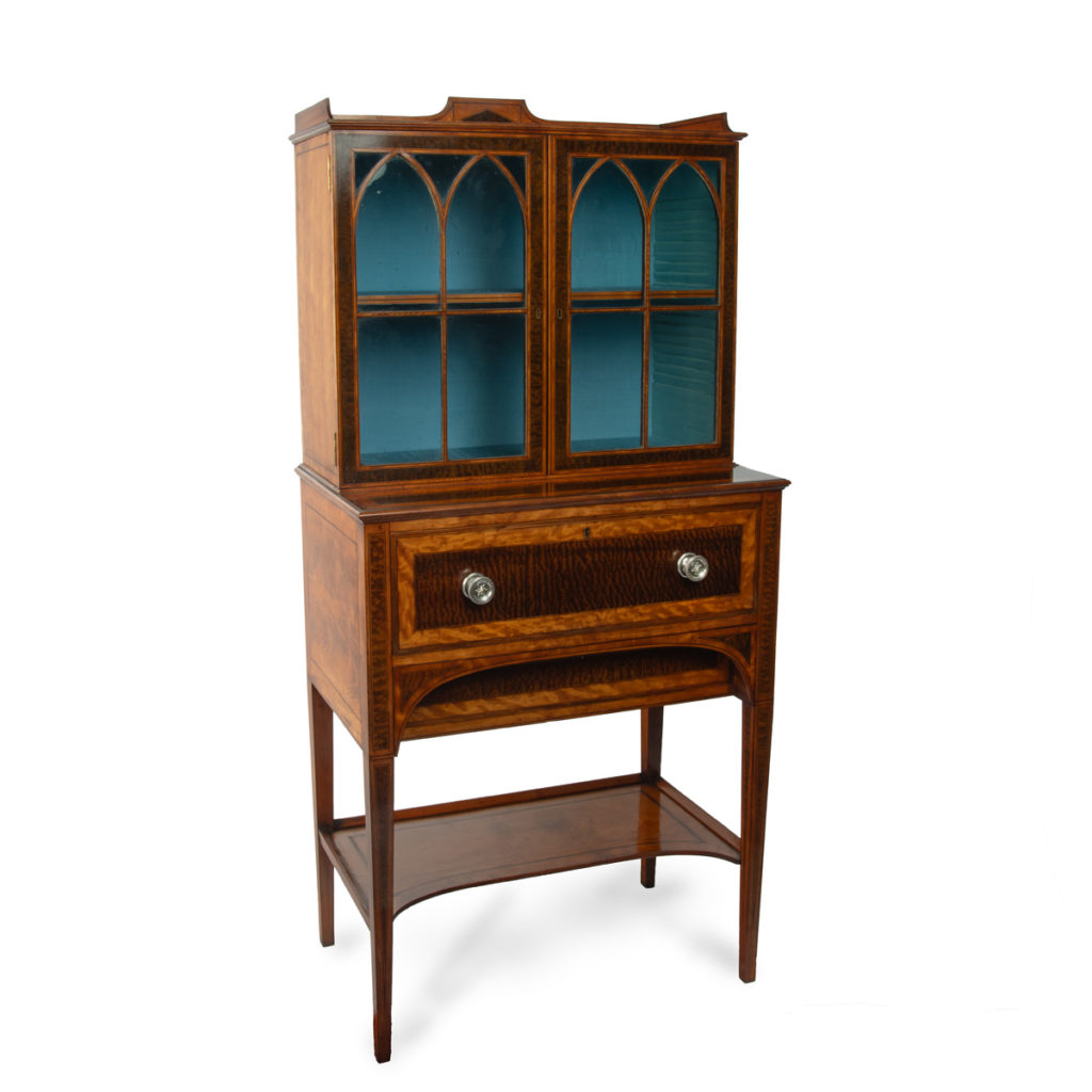 A fine late George III satinwood and snakewood secretaire cabinet ...