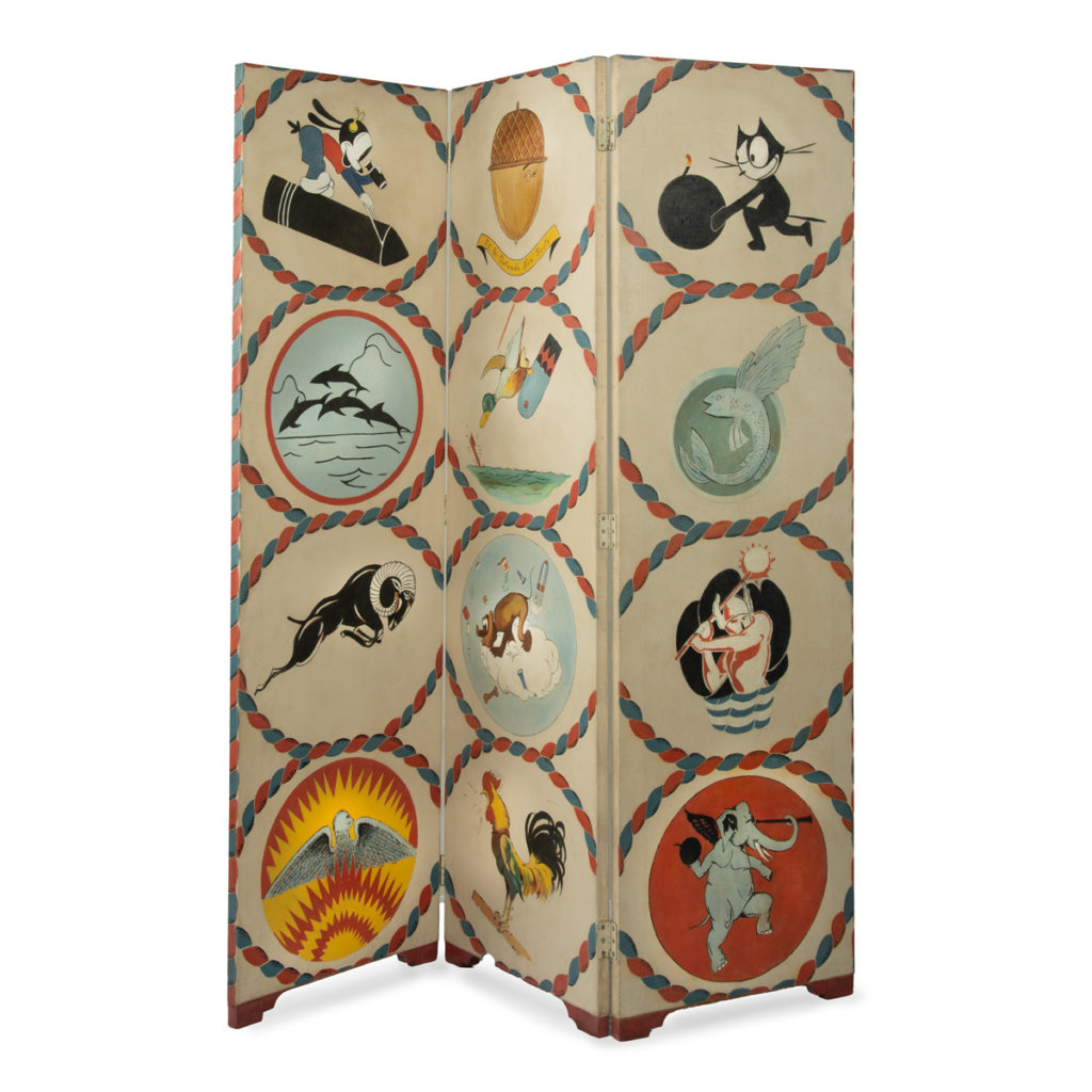 A highly unusual screen with United States Naval Insignia of ...